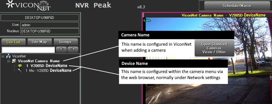 ViconNet Camera Naming – Vicon Industries Support