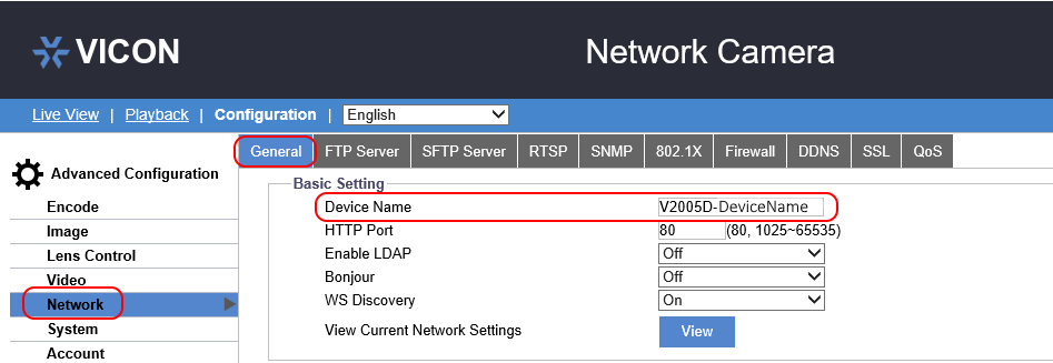 ViconNet Camera Naming – Vicon Industries Support
