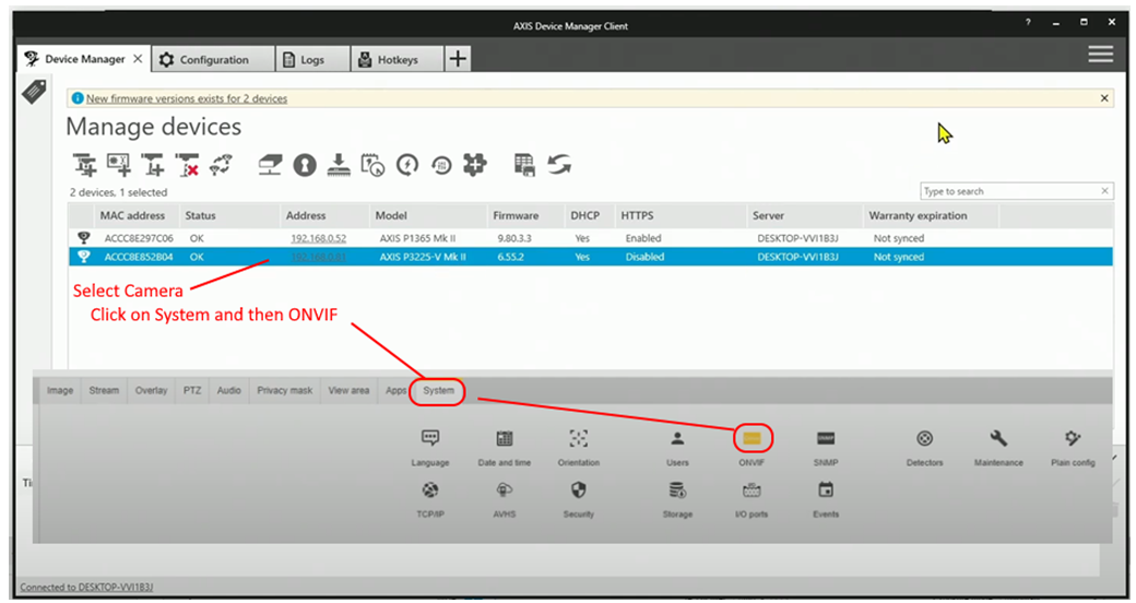 Enabling ONVIF Third Party Cameras when using with Valerus or ViconNet ...